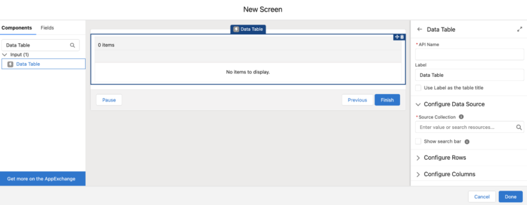 Data Table Component in Screen Flow - Salesforce Time