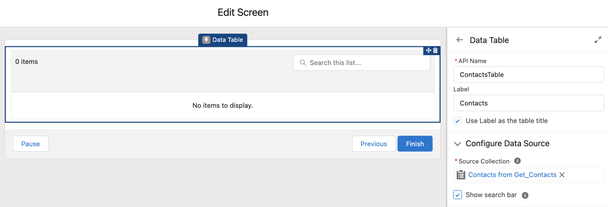 Data Table Component in Screen Flow - Salesforce Time