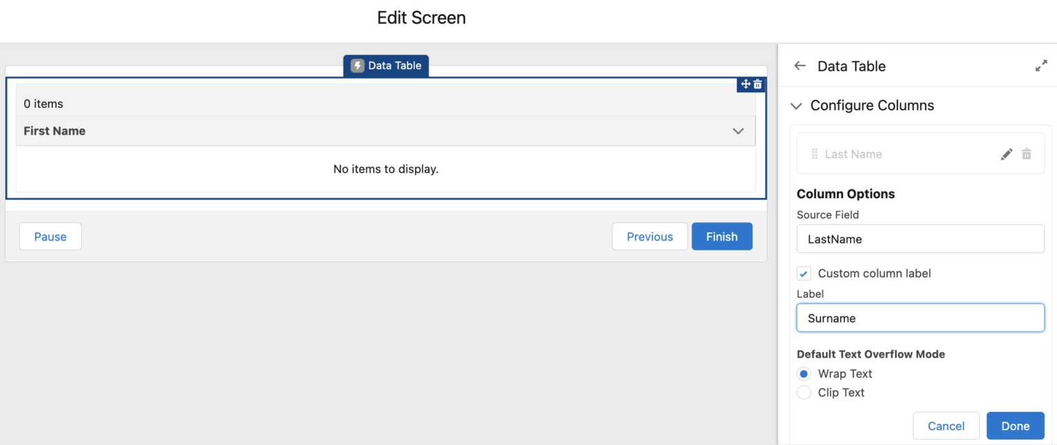 Data Table Component in Screen Flow - Salesforce Time