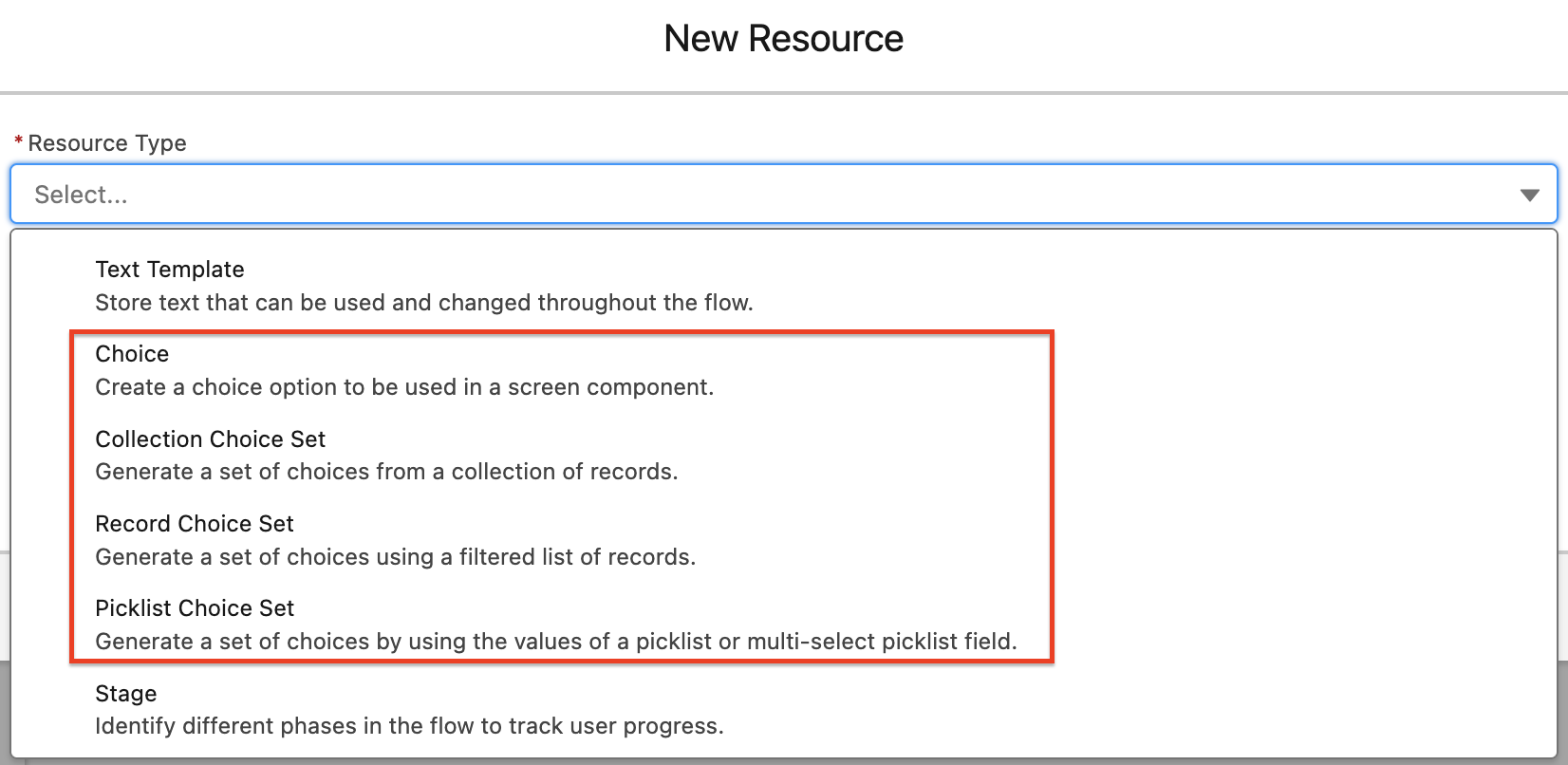 Differences Between the Choice Resources in Flow - Salesforce Time