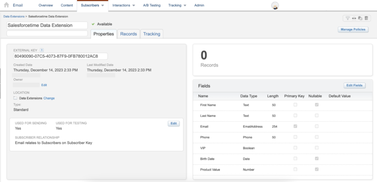 Creating Data Extension in Marketing Cloud - Salesforce Time