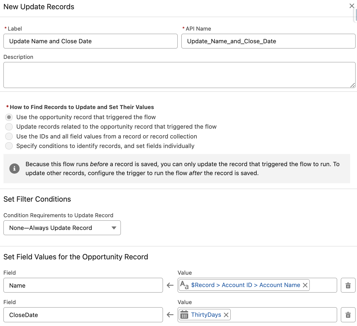 How to Update the Triggering Record in Before Save Record Triggered Flow - Salesforce Time
