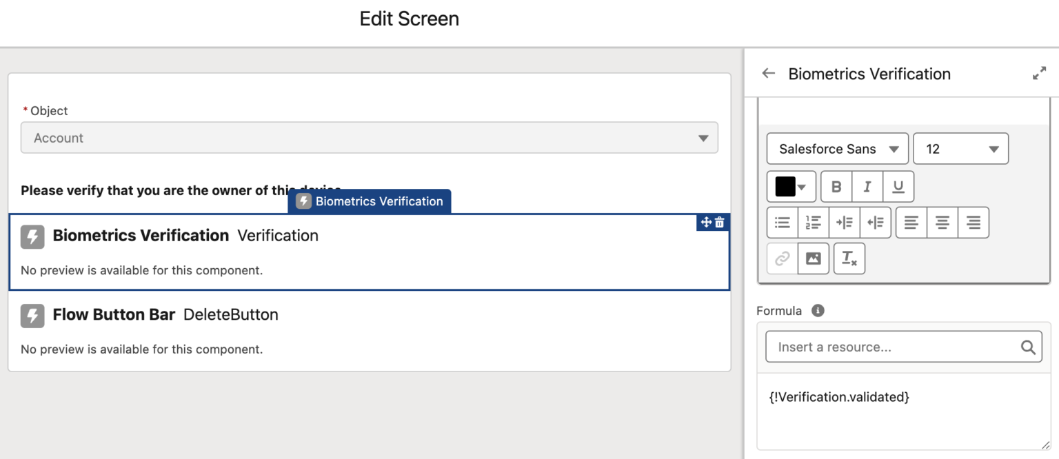 Biometrics Verification Screen Component - Salesforce Time