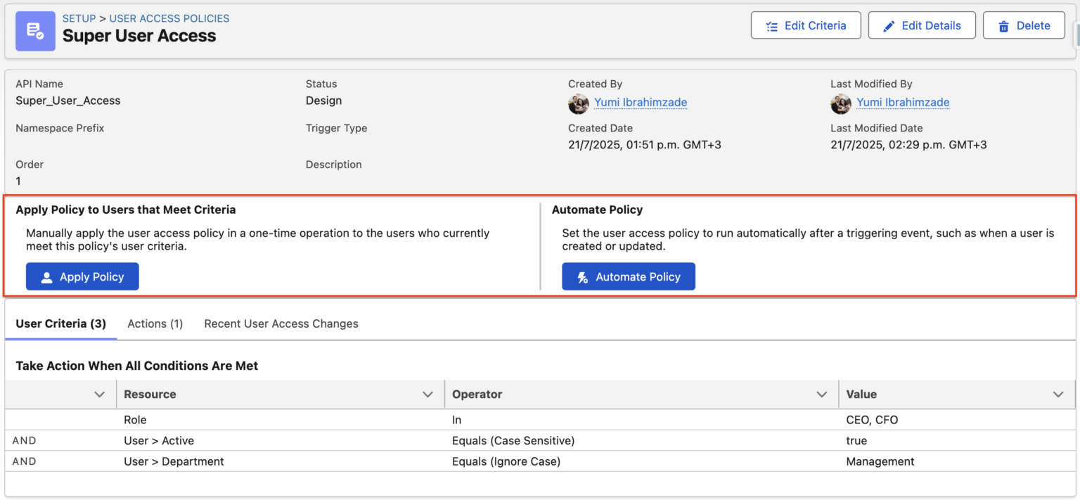 User Access Policies in Salesforce : Yumi Ibrahimzade